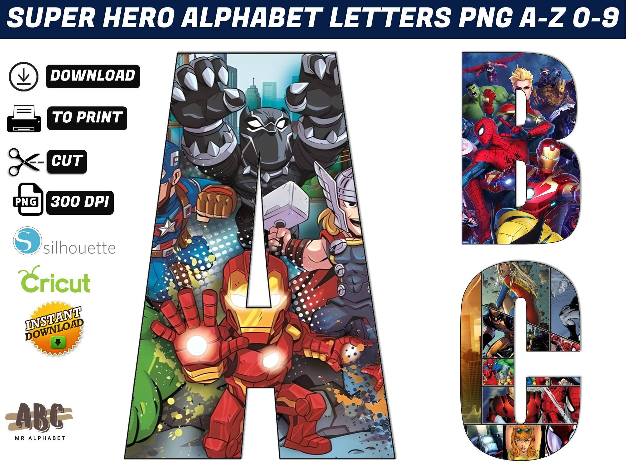 Superhero Alphabet PNG Superhero Letter Font Clip Art PNG - Etsy UK