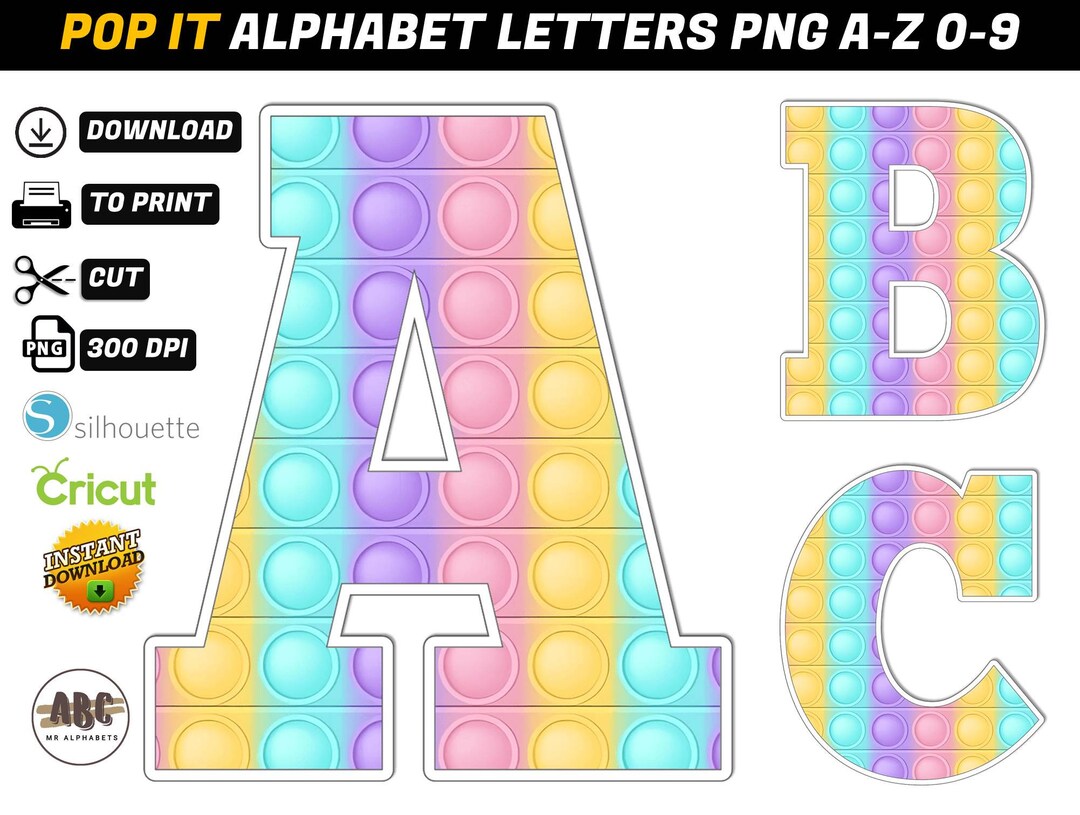 Pop It Alphabet PNG - Pop It Birthday Banner - Pop It Birthday ...