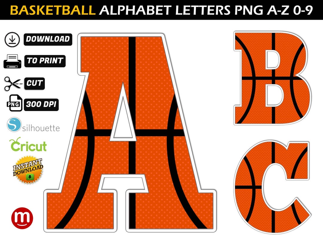 Basketball Alphabet PNG Basketball Birthday Banner Basketball Letters ...