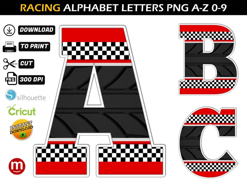 Racing Alphabet PNG Racing Birthday Banner Racing Letters - Etsy