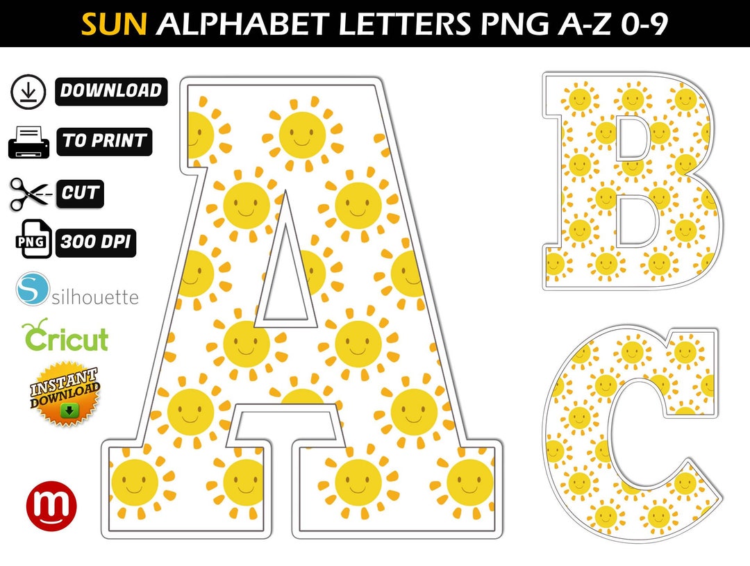 Sun Alphabet Png - Sun Letters Png - Sun Birthday Party - Sun Party ...
