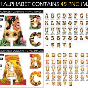 PACK 225 IMAGES - 5 Different Alphabets - Lion King Alphabet PNG - Lion ...