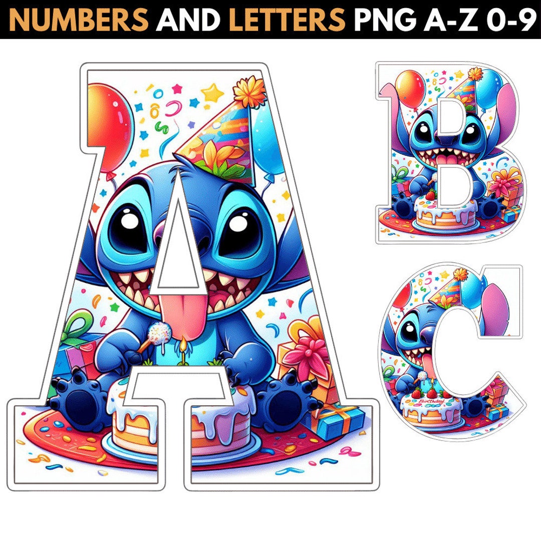 Stitch Alphabet PNG Stitch Birthday Letters Png Stitch Birthday ...
