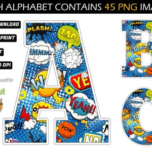 225 IMAGES - 5 Superhero Alphabets Different Backgrounds Png - Comic ...