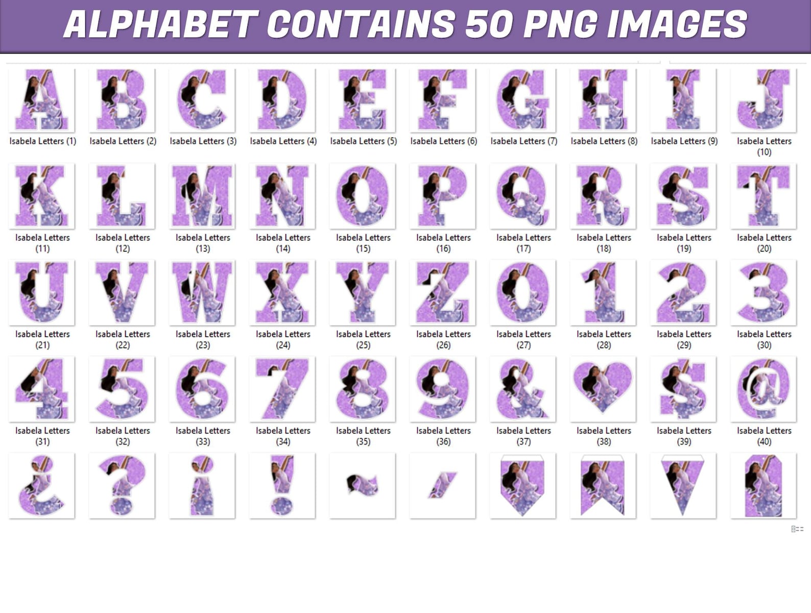 Isabella Alphabet PNG Isabela Birthday Banner Isabella - Etsy