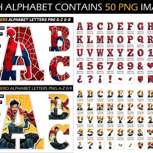 400 IMAGES - 8 Superhero Alphabets Different Backgrounds Png ...