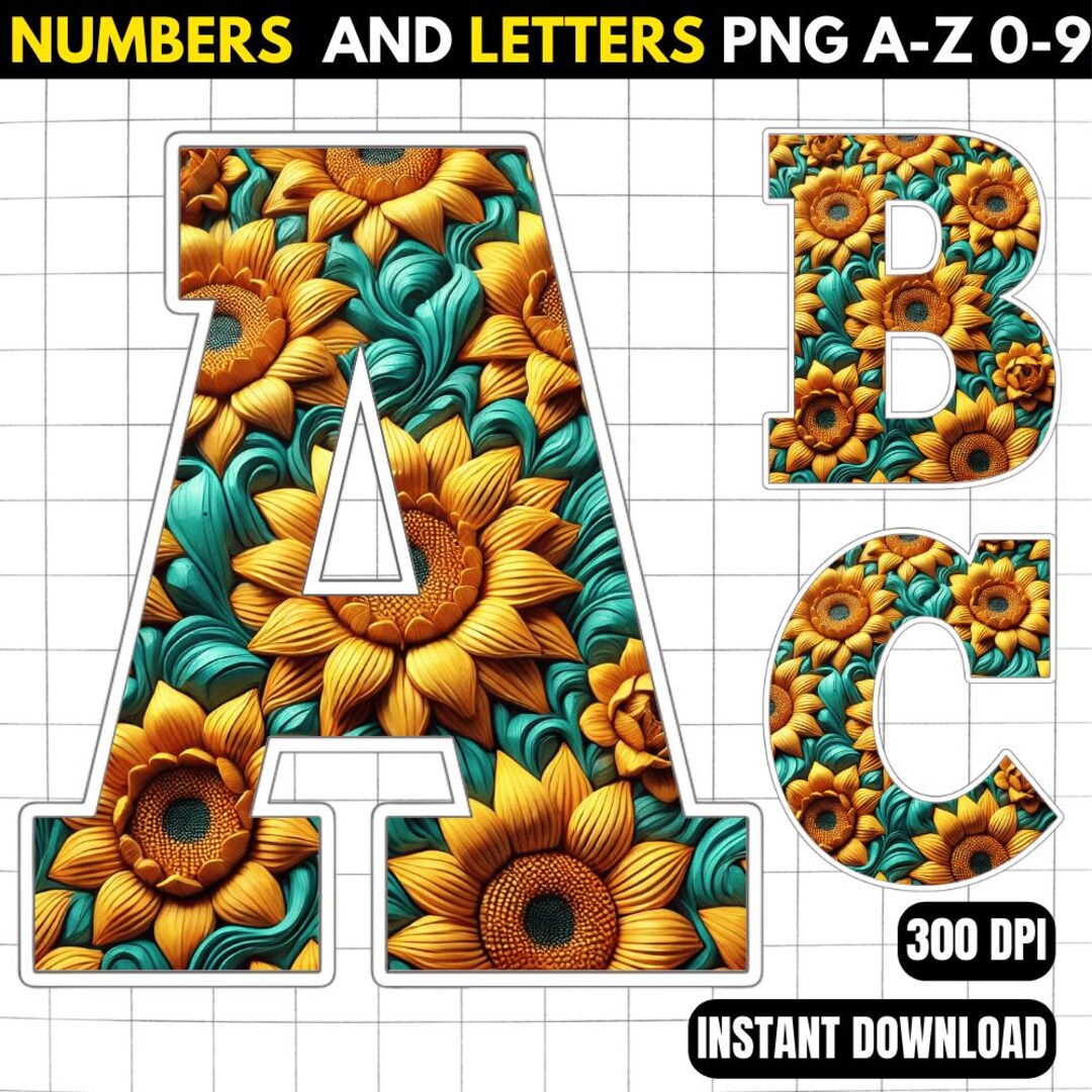 Sunflower Alphabet PNG Sunflower Birthday Banner Sunflower Letters Png ...