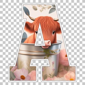 Baby Highland Cow Alphabet Png baby Highland Cow Birthday Banner Baby ...