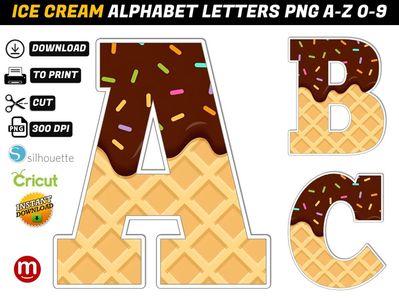 Ice Cream Alphabet PNG Ice Cream Letters Png Ice Cream - Etsy Canada