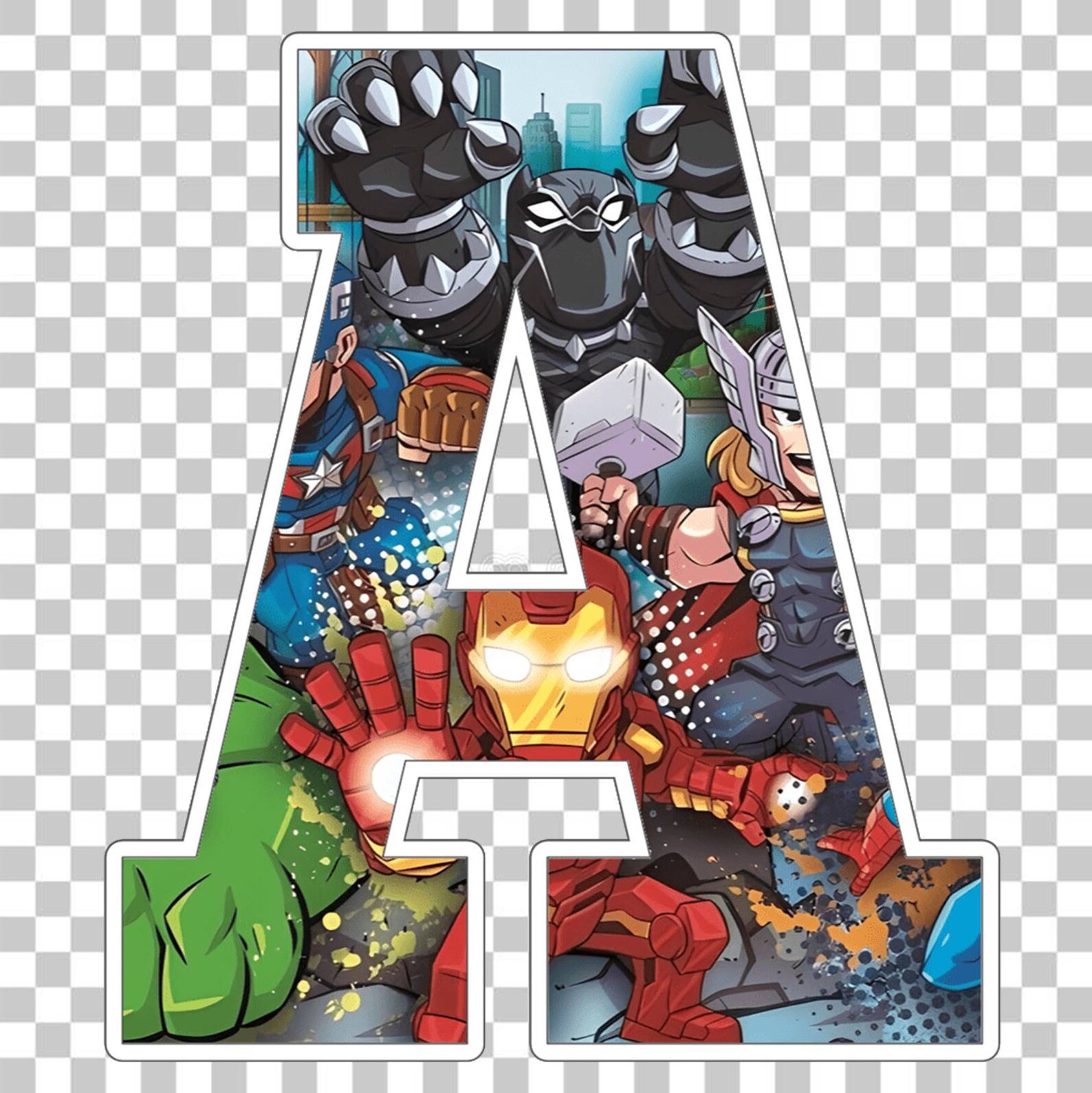 Superhero Alphabet Png Superhero Birthday Banner Superhero - Etsy