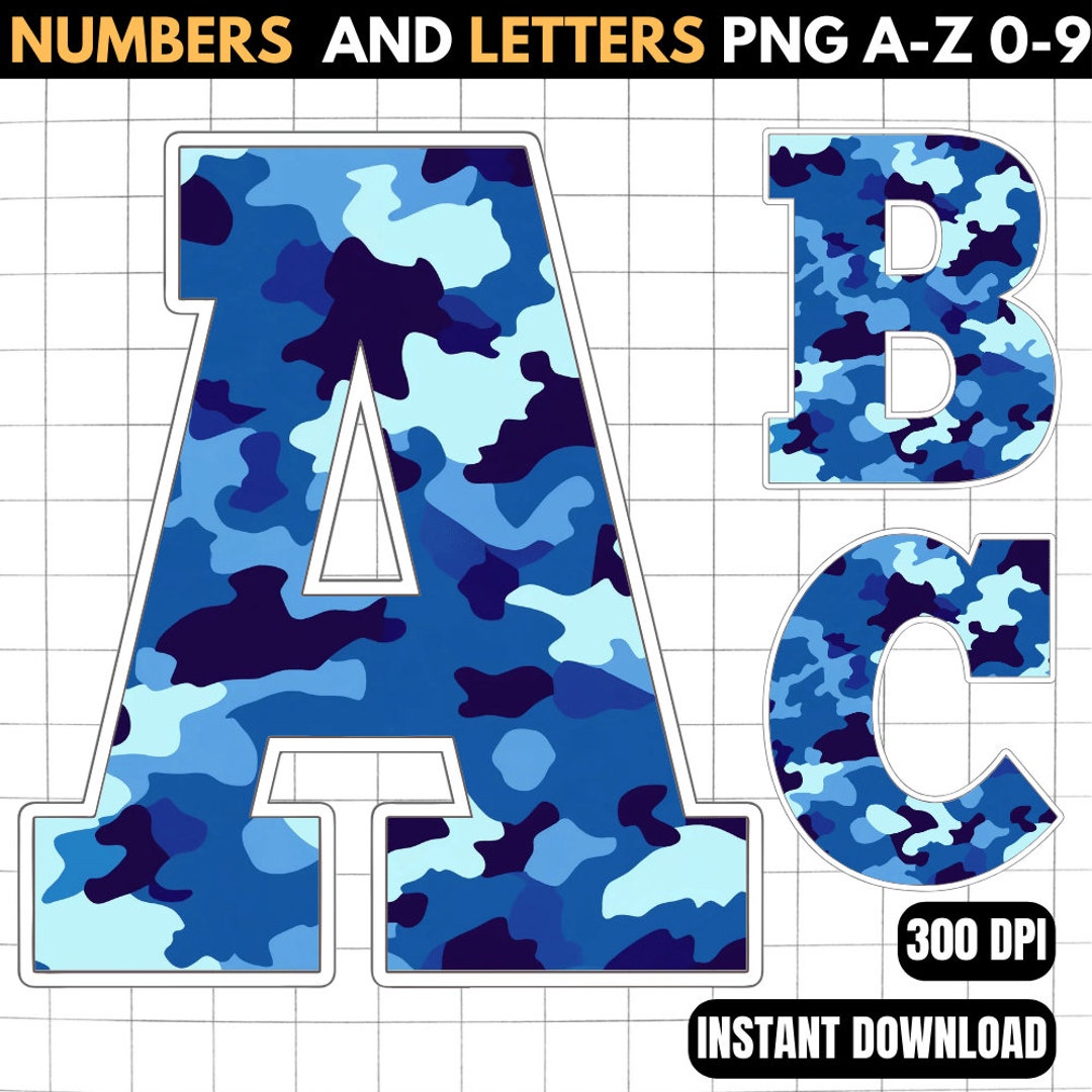 Blue Camouflage Alphabet Png -blue Camouflage Birthday Banner - Blue ...