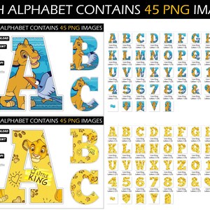 PACK 225 IMAGES - 5 Different Alphabets - Lion King Alphabet PNG - Lion ...
