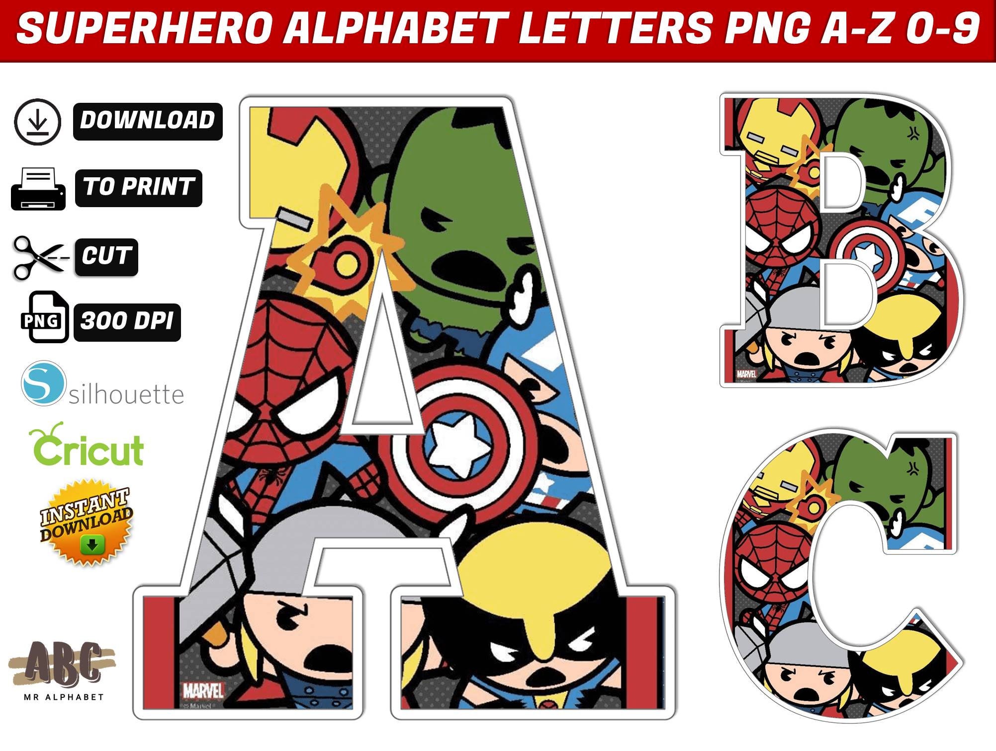 Superhero Alphabet PNG Superhero Birthday Banner Superhero - Etsy Australia