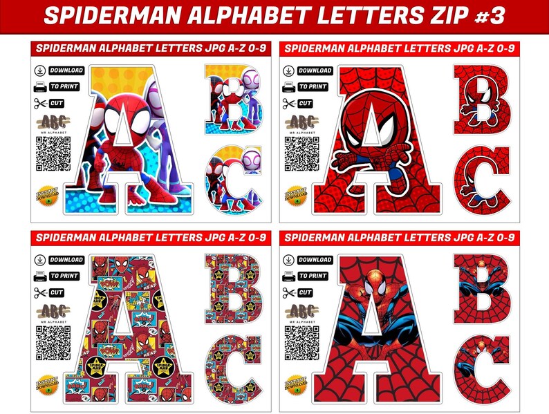 1000 IMAGES 20 Different Spiderman Alphabets Spiderman - Etsy