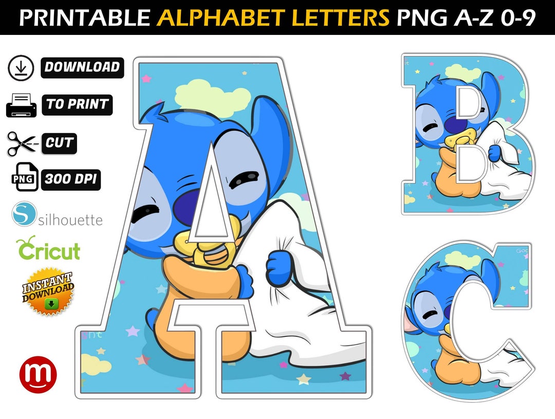 Baby Stitch Alphabet PNG - Baby Stitch Letters Png - Stitch Baby Shower ...