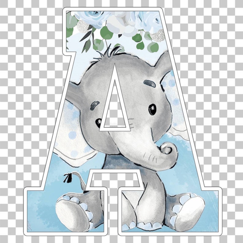 Elephant Alphabet PNG Elephant Baby Shower Banner Elephant - Etsy