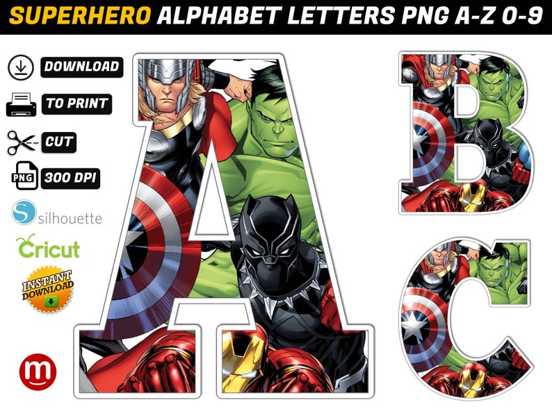 Superhero Alphabet Png Superhero Birthday Banner Superhero - Etsy Canada