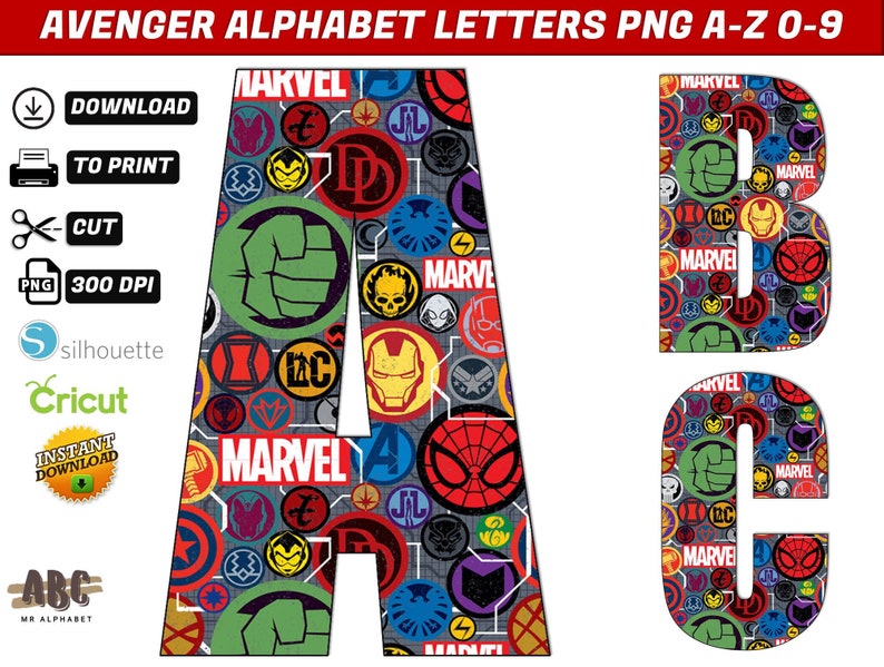 Superhero Alphabet PNG Superhero Letter Font Clip Art PNG - Etsy Canada
