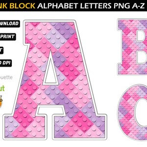 Pink Blocks Alphabet PNG Pink Blocks Birthday Banner Pink Blocks ...