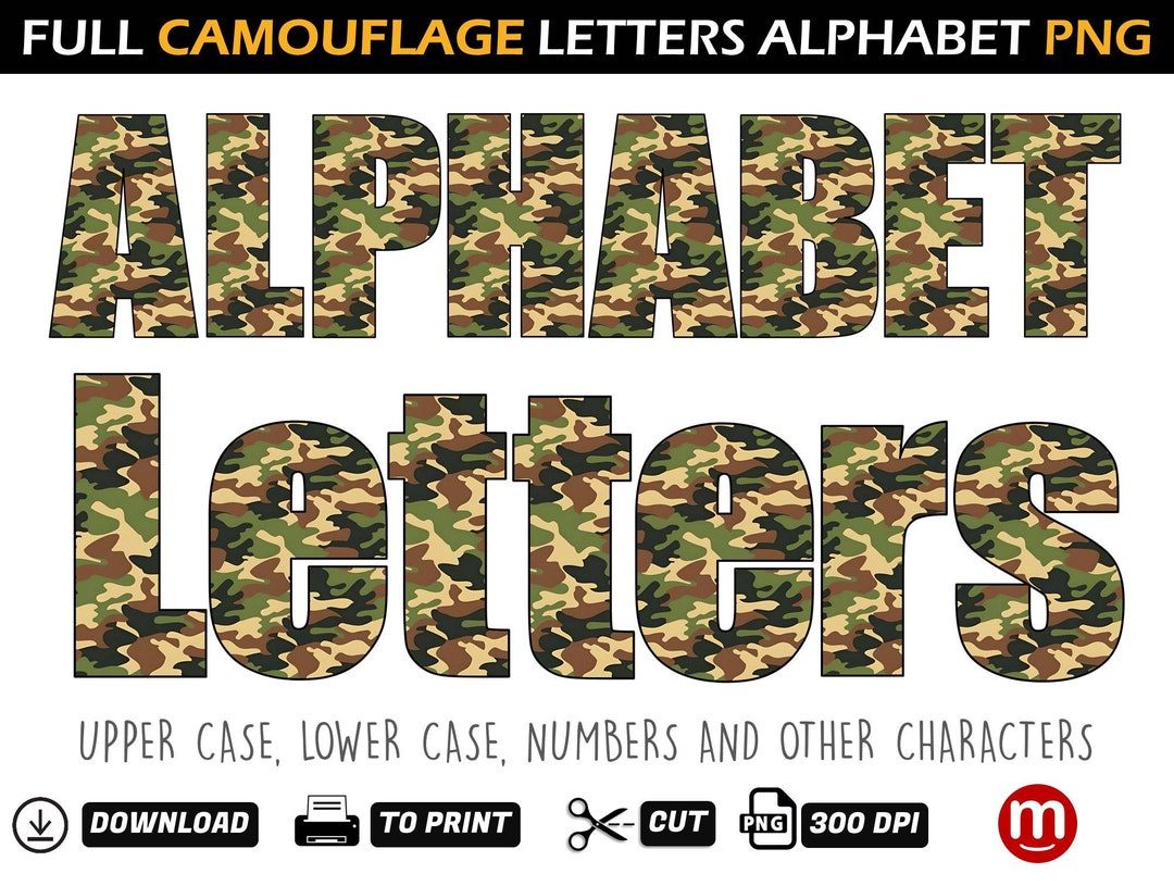 Camouflage Font, Army Letters Png, Military Letters Png, Military Font ...