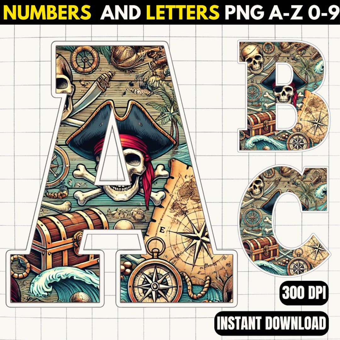 Pirate Alphabet - Pirate Font Png - Pirate Letters - Printable Pirate ...