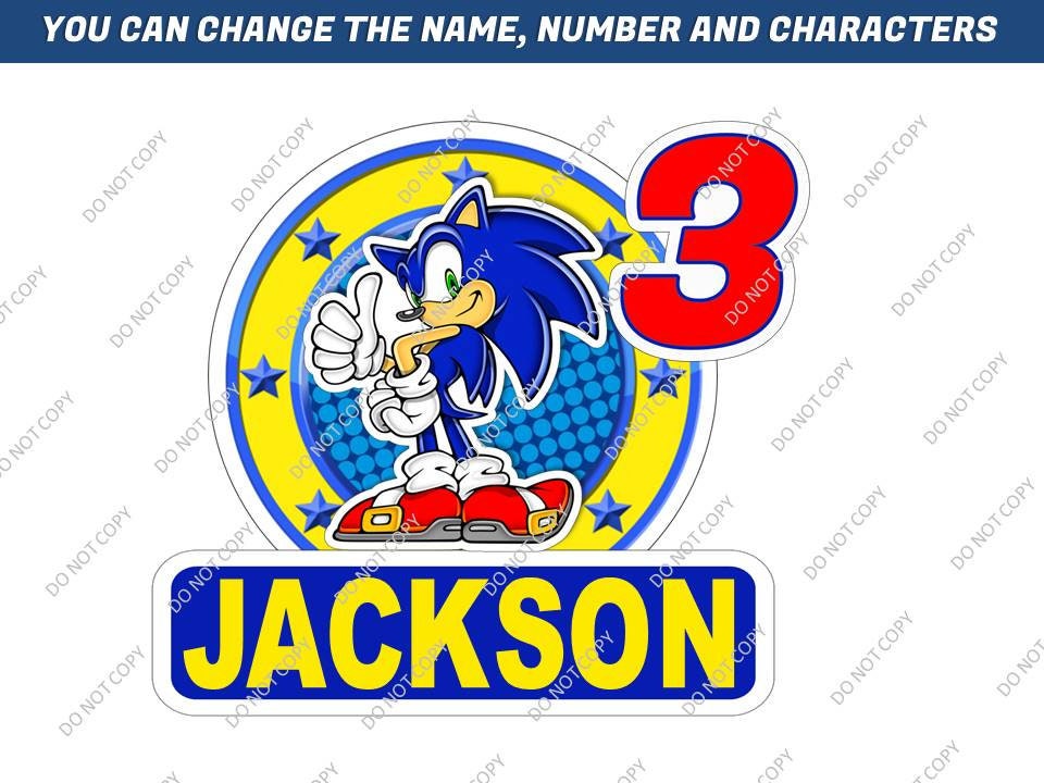 Sonic Cake Topper Printable Sonic Power Point Editable File - Etsy Israel