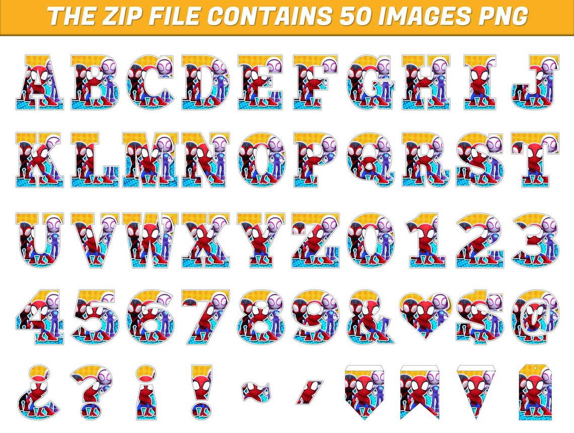 Spidey Birthday spiderman Alphabet PNG Amazing Spiderman - Etsy Australia