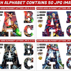 500 IMAGES - 10 Different Superhero Alphabets - Superhero Wall Letters ...