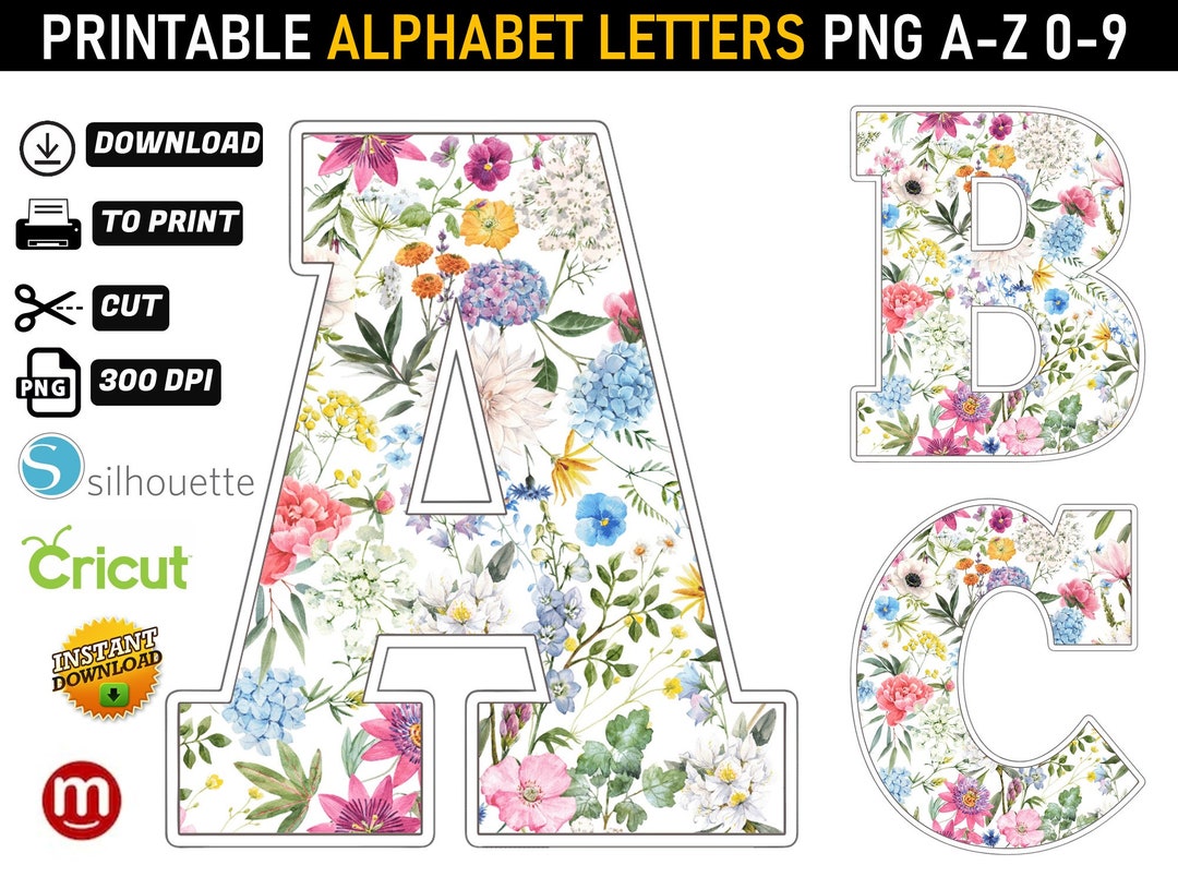 Flower Alphabet PNG Flower Letters Png Flower Font Flower Birthday ...