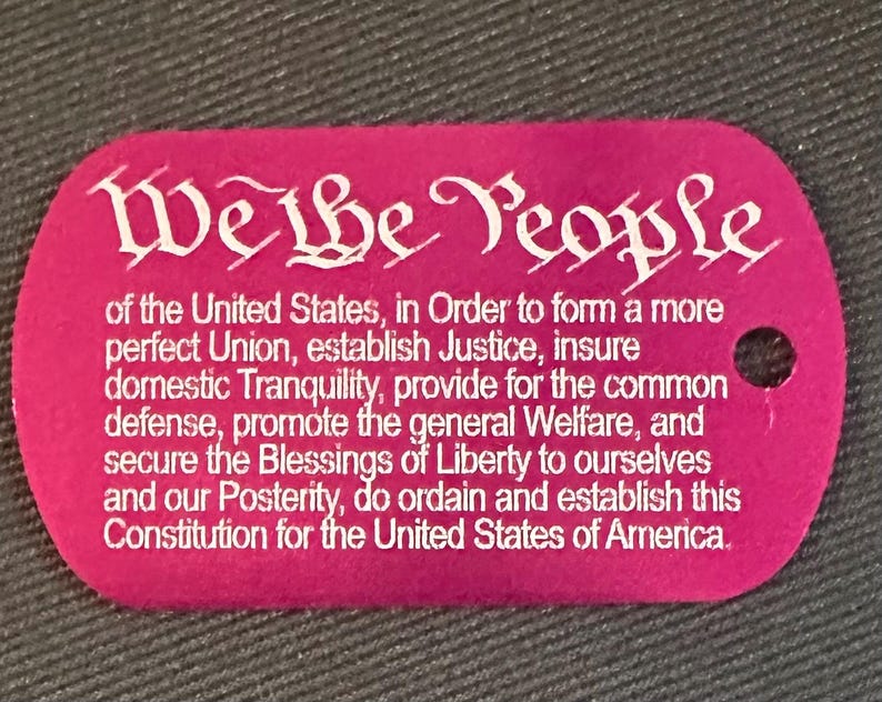 U.S. Constitution Preamble Engraved Dog Tag; Multiple Color Options - Etsy