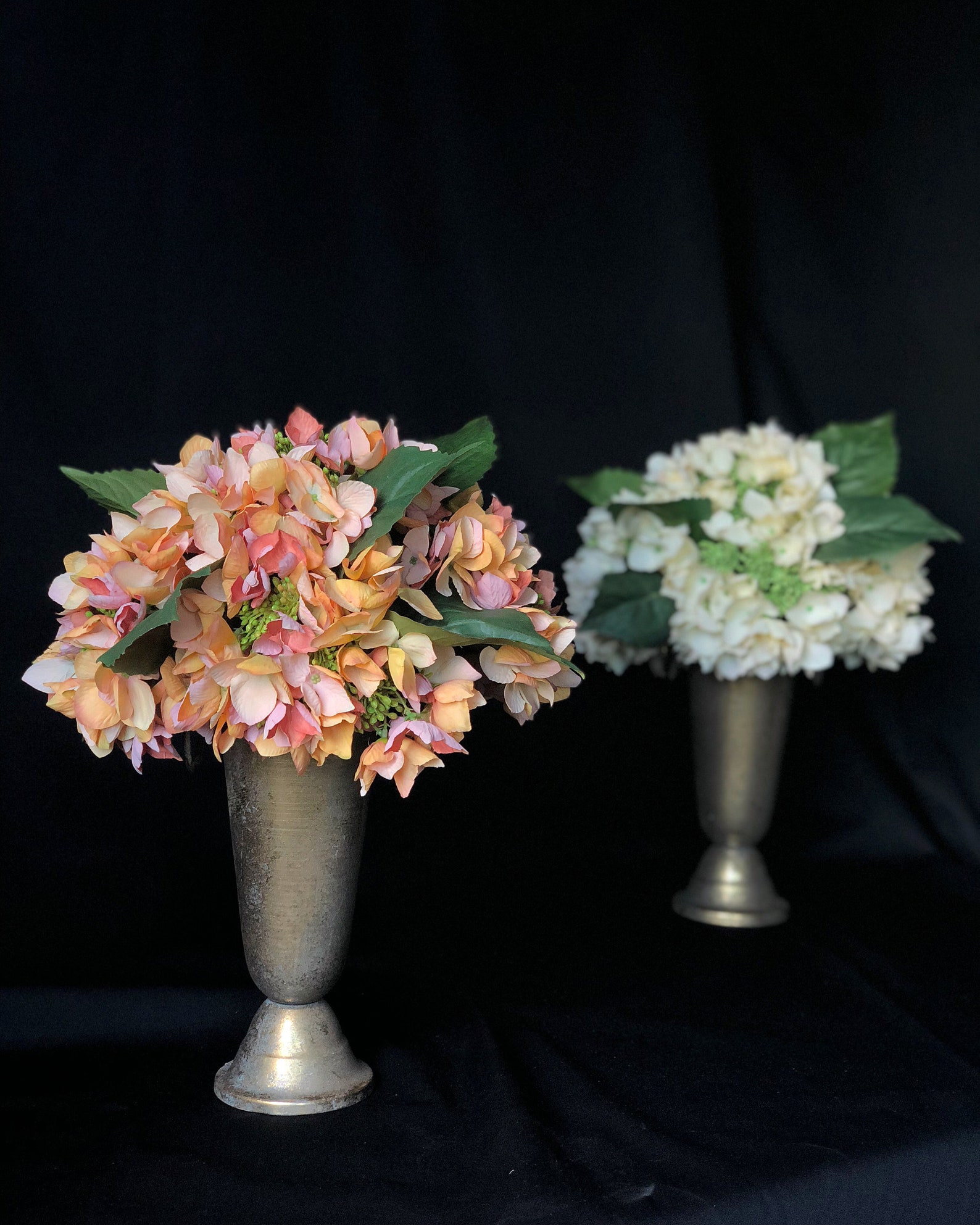 Real Touch Hydrangea, Luxury Orange Artificial Flower Arrangement ...