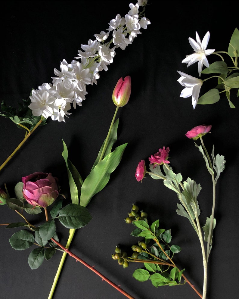 Ranunculus Rose Tulip Real Touch Pink White Artificial Floral - Etsy
