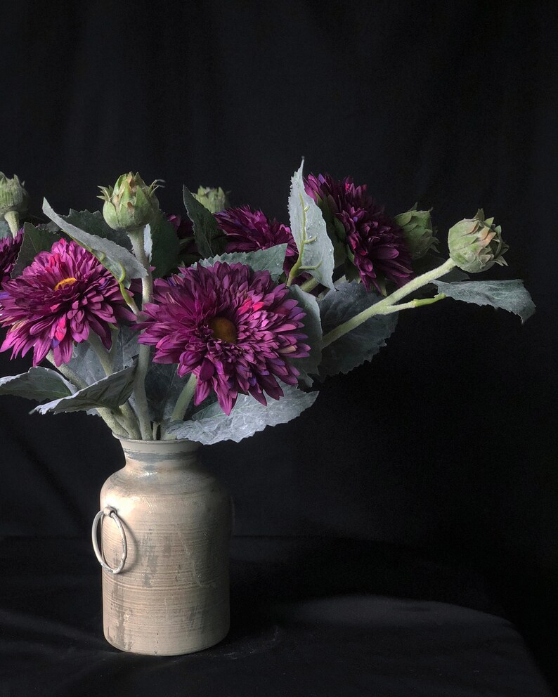 Realistic Sunflower, Luxury Purple Artificial Flower Arrangement ...