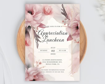 Appreciation Luncheon Invitation Template, Grateful Teacher Invitation ...