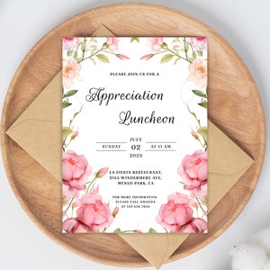 Appreciation Luncheon Invitation Template, Grateful Teacher Invitation ...