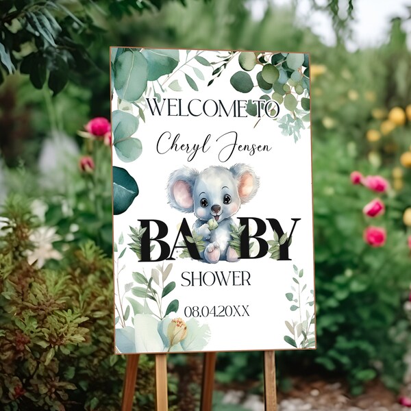 Baby Shower Koala Welcome Sign - Etsy