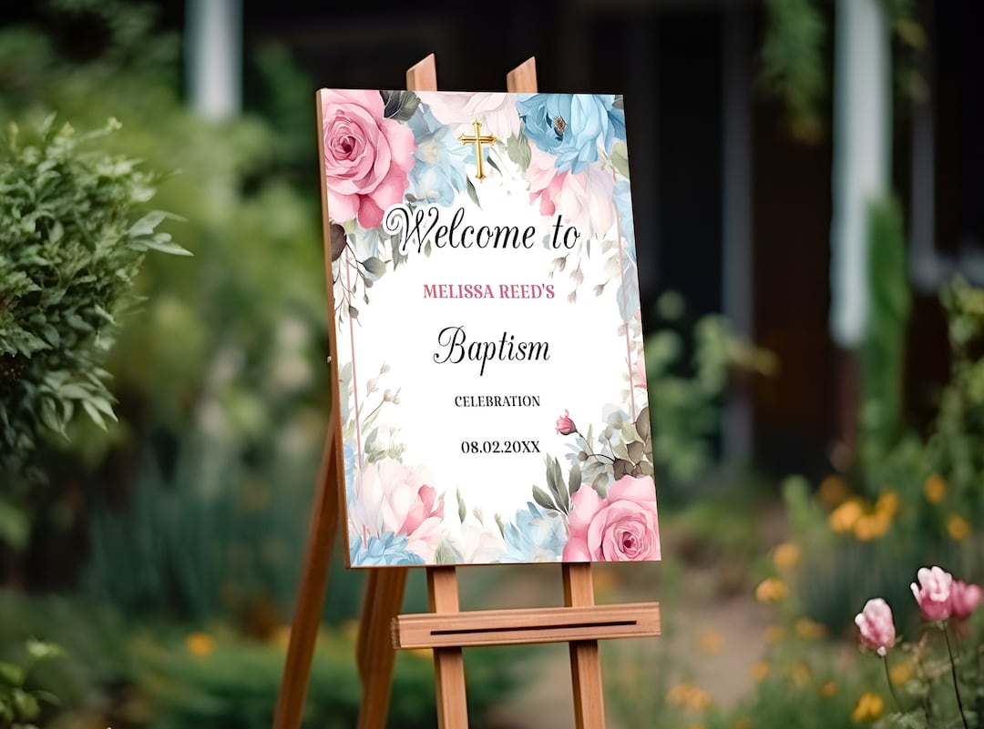 Baptism Welcome Sign Template, Girl Baptism Welcome Sign, Boy Baptism ...