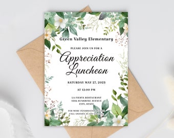Appreciation Luncheon Invitation Template, Grateful Teacher Invitation ...