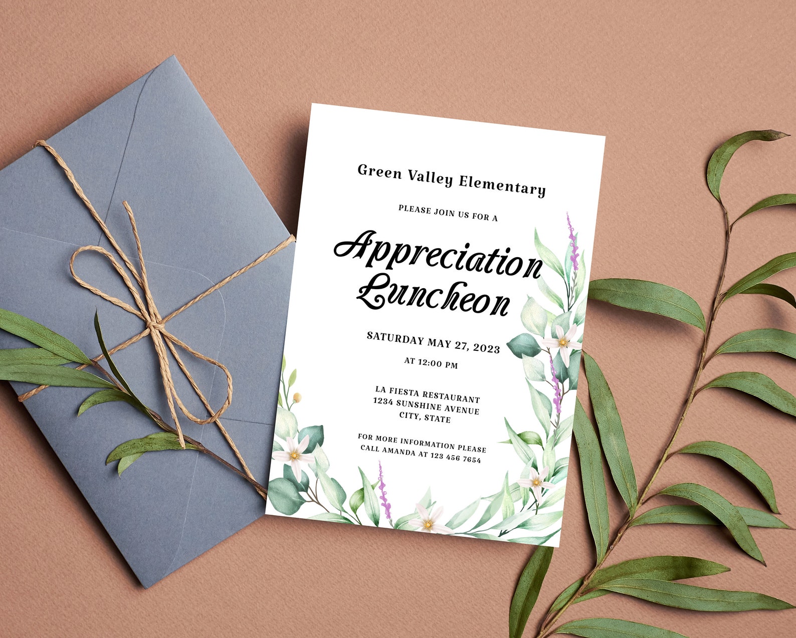 Appreciation Luncheon Invitation Template, Grateful Teacher Invitation ...