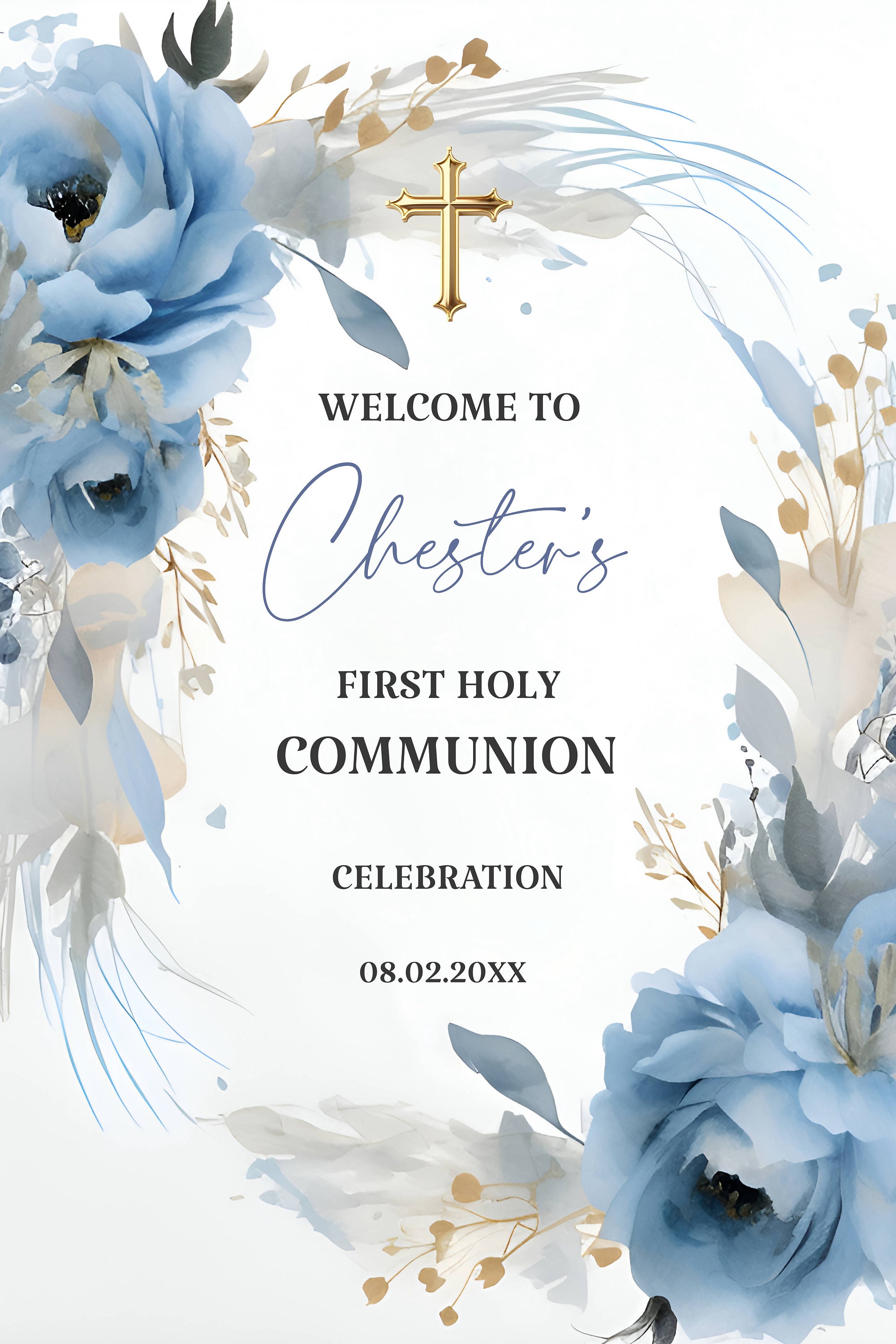 First Holy Communion Welcome Sign Template, Boy First Communion Welcome ...