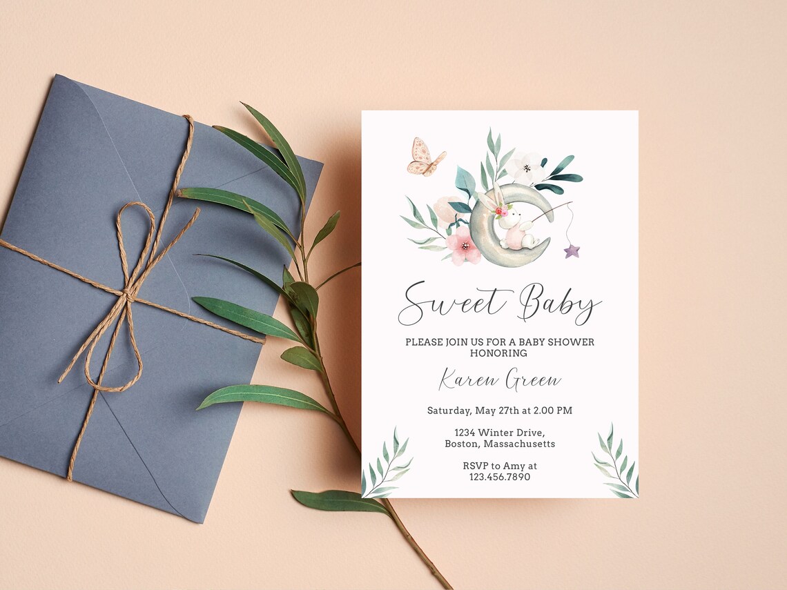 Baby Shower Invitation Template Sweet Baby Invitation Gender - Etsy