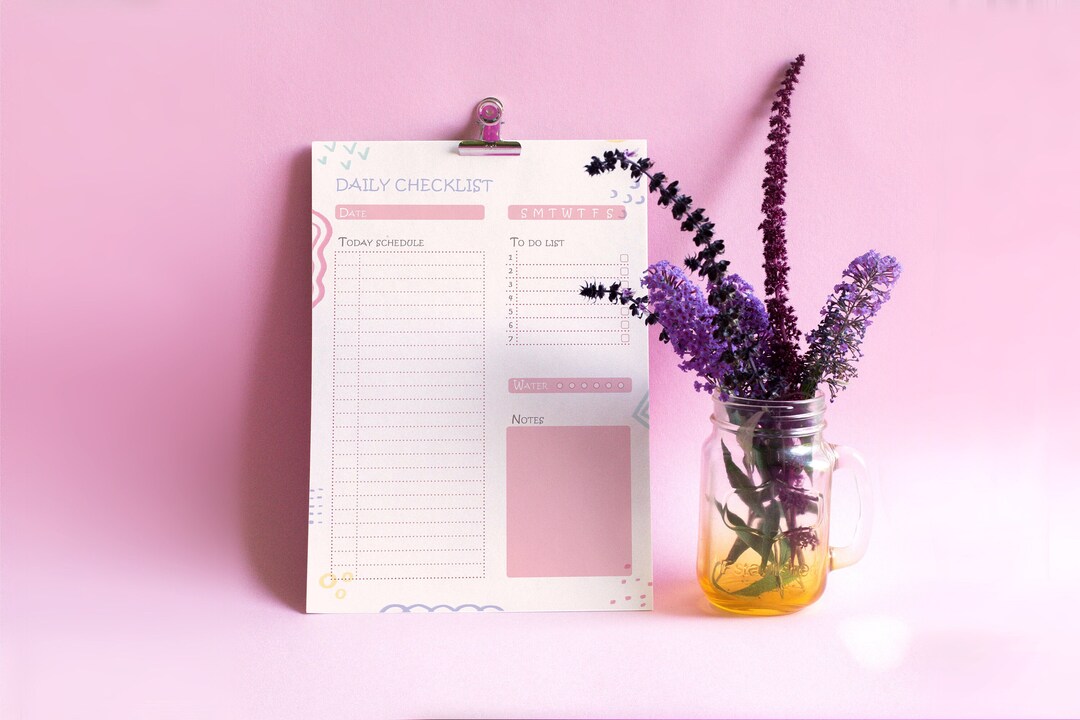 Daily Planner Printable Daily Checklist Pink to Do List - Etsy
