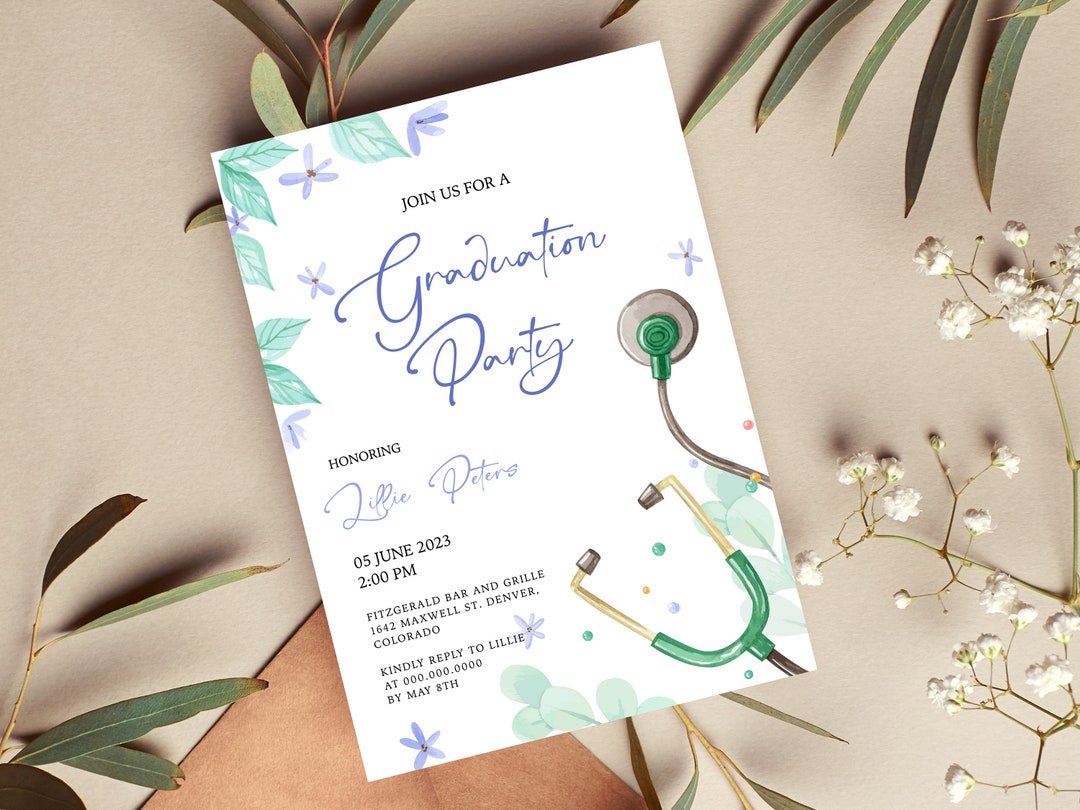 Nursing School Graduation Party Invitation, Medical Invitation Card ...