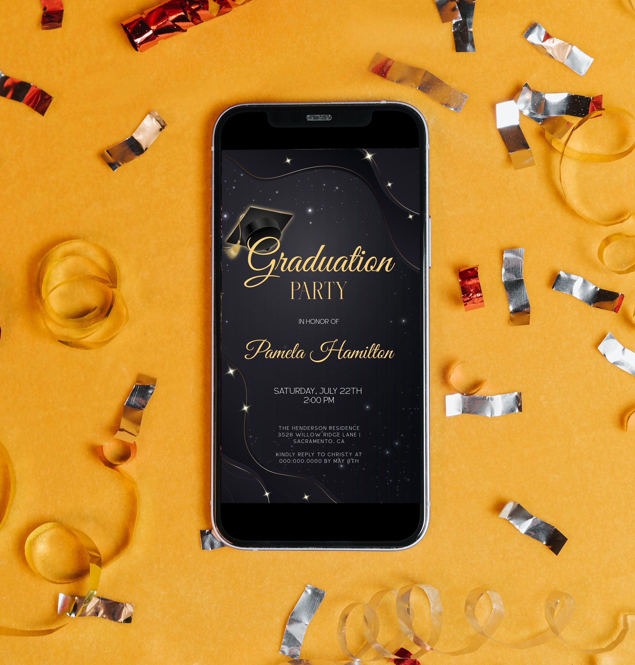 Graduation Party Digital Invitation Template, Graduation Save the Date ...