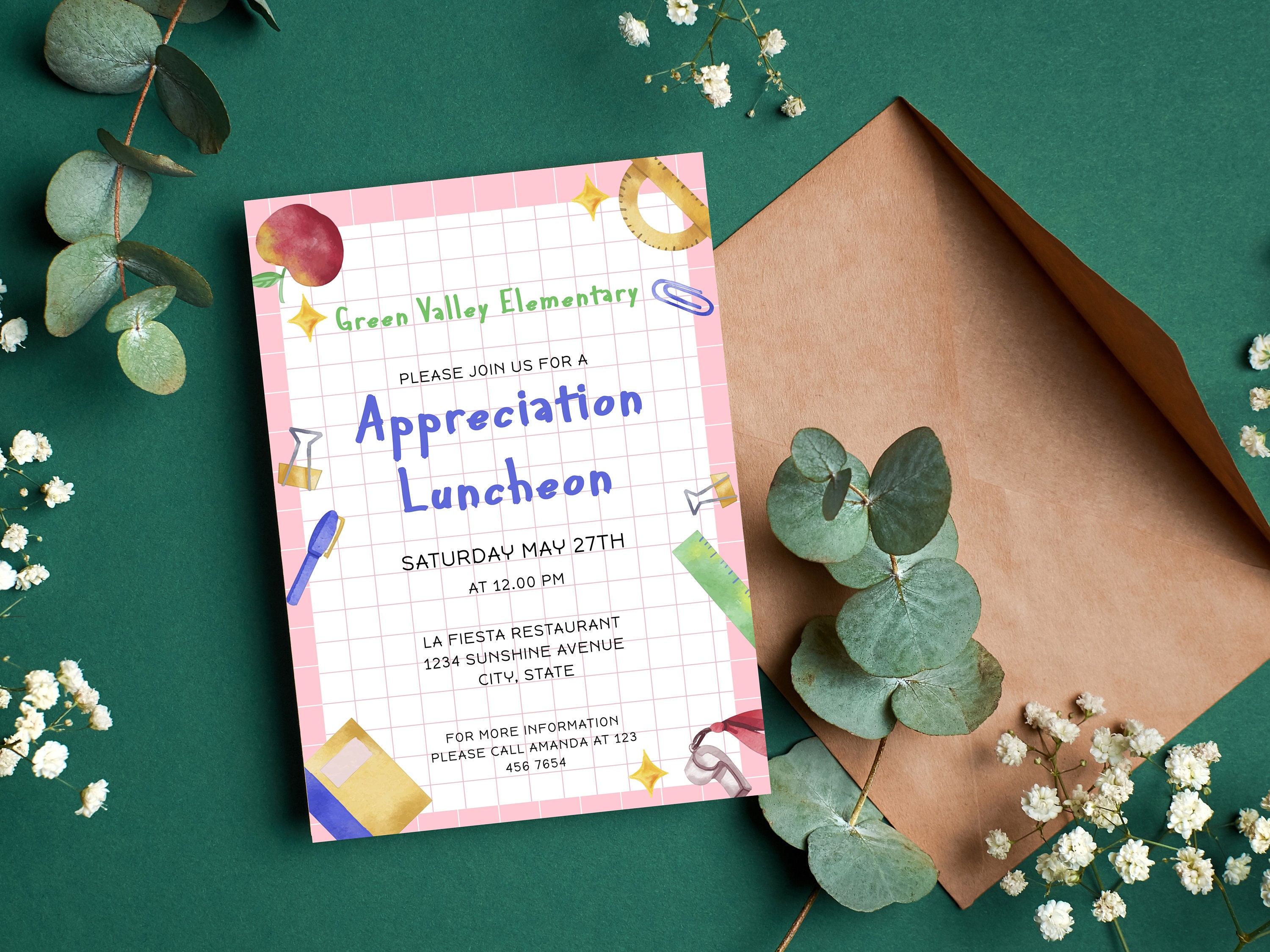 Appreciation Luncheon Invitation Template, Grateful Teacher Invitation ...