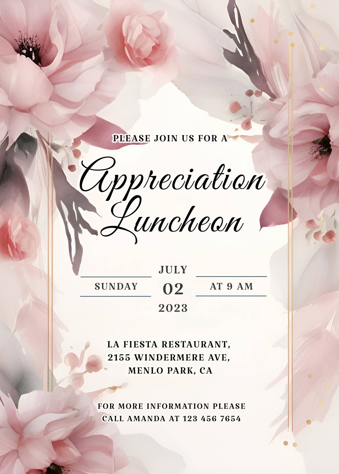 Appreciation Luncheon Invitation Template, Grateful Teacher Invitation ...