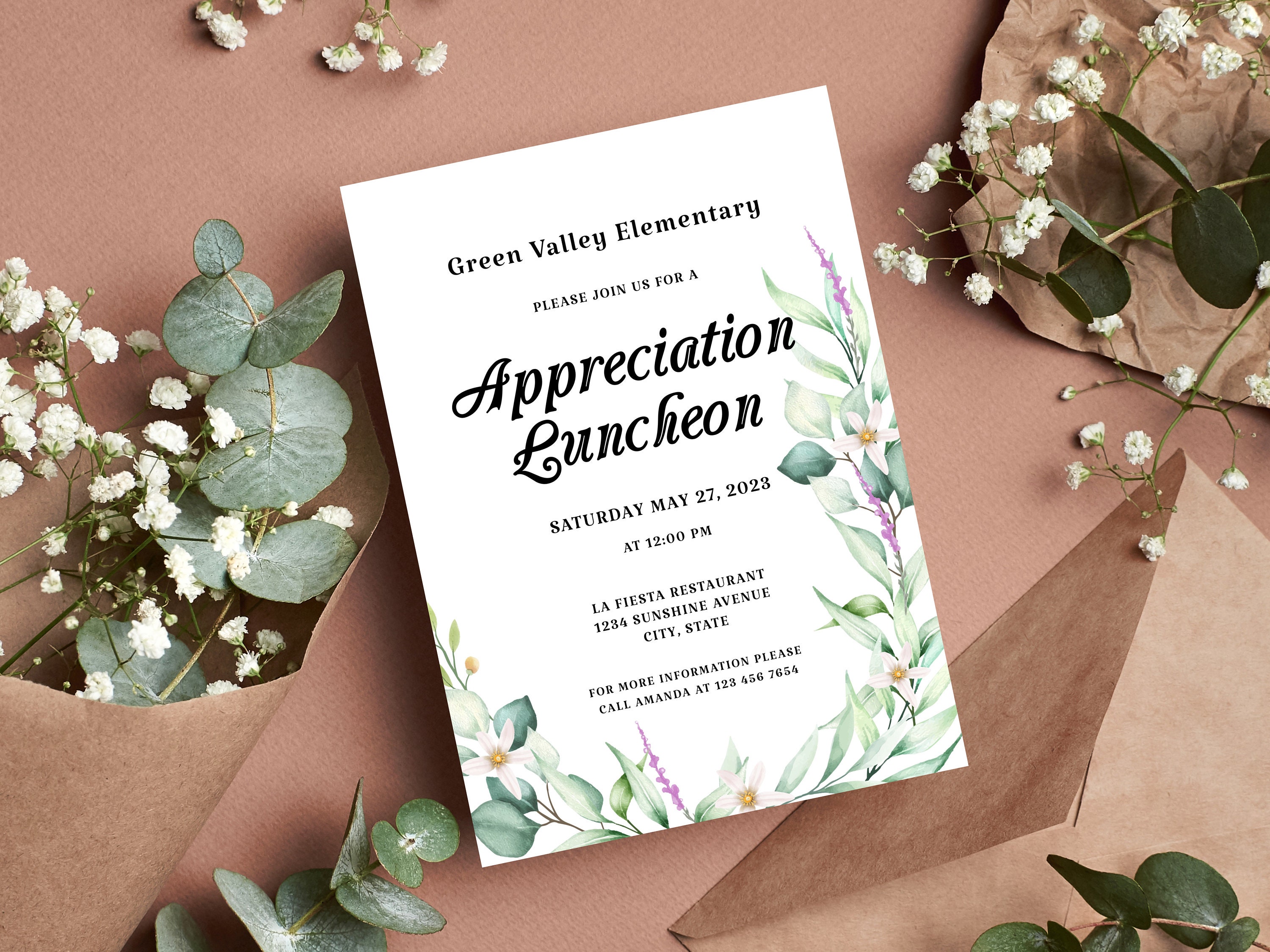 Appreciation Luncheon Invitation Template, Grateful Teacher Invitation ...
