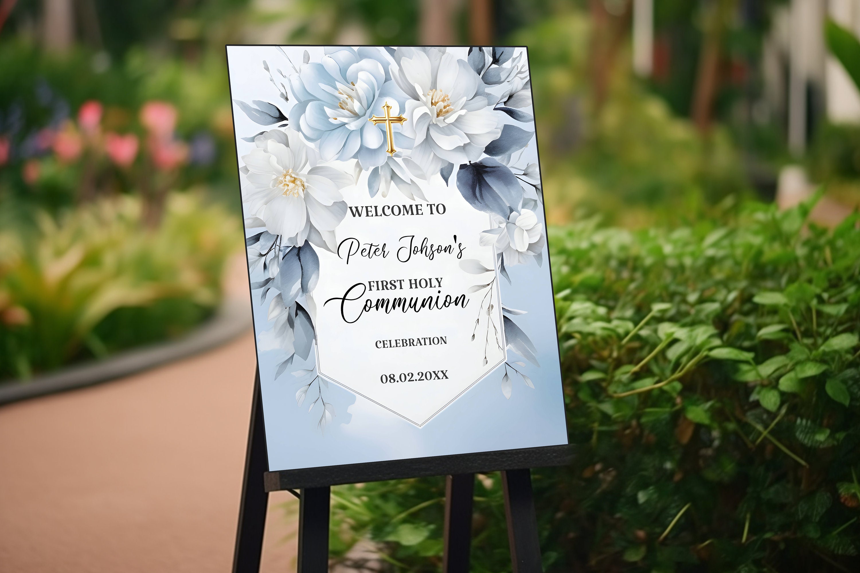 First Holy Communion Welcome Sign Template, Boy First Communion Welcome ...
