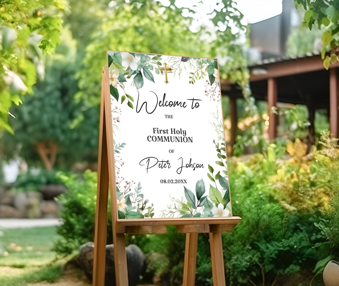 First Holy Communion Welcome Sign Template, Boy First Communion Welcome ...