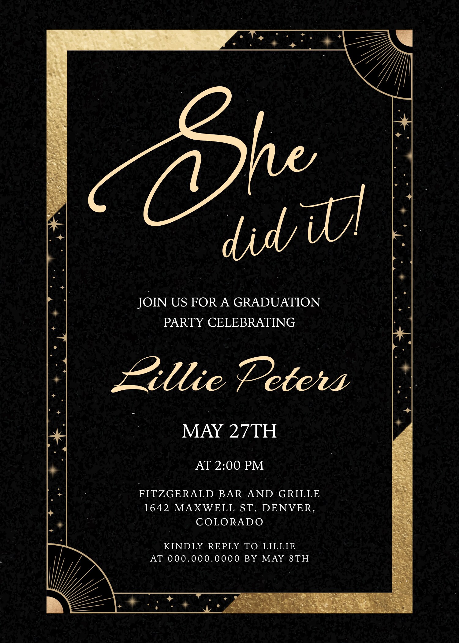 She Did It Graduation Invitation Template, She Did It Editable ...